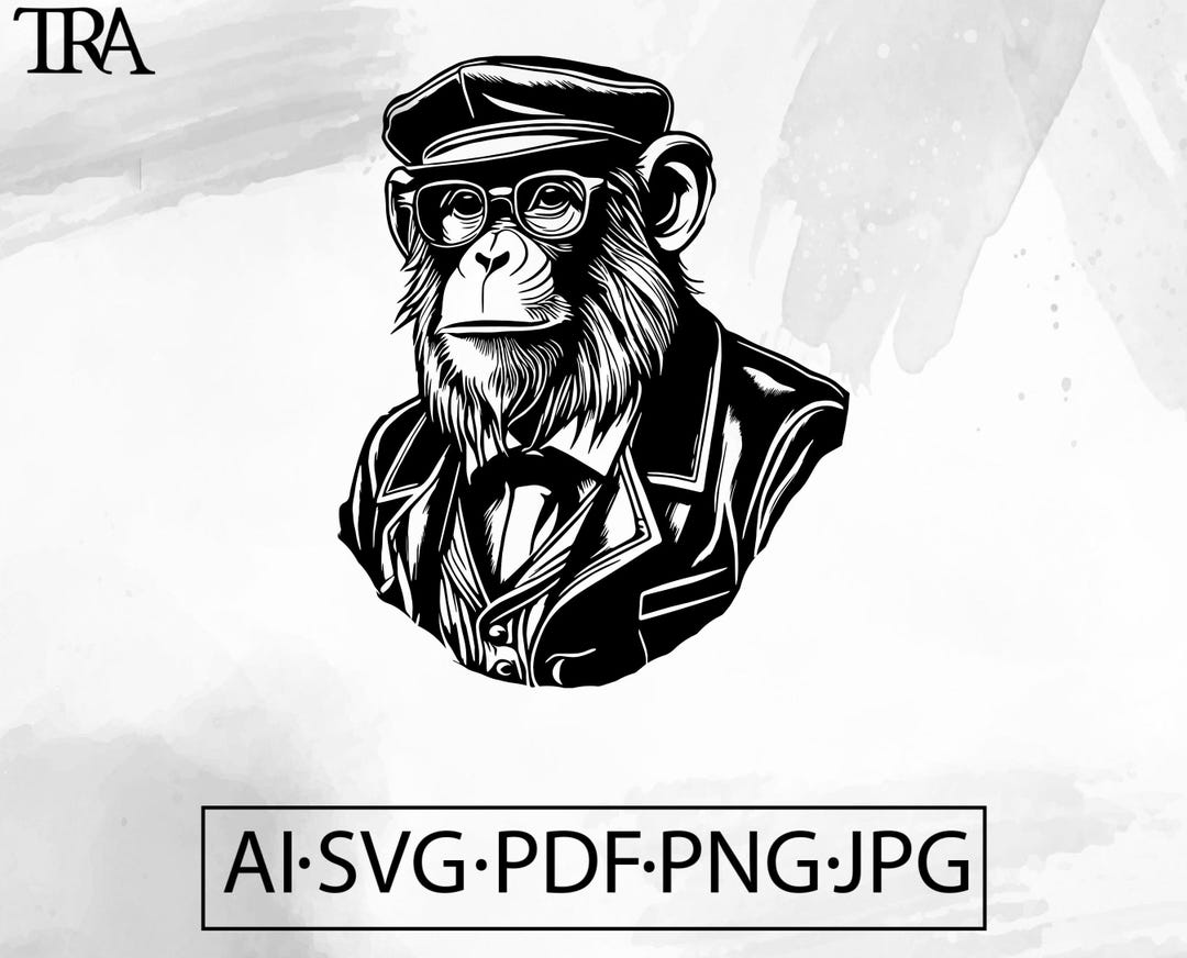 Gangster Monkey SVG Chimpanzee Jungle Ape Animal T Shirt Design ...