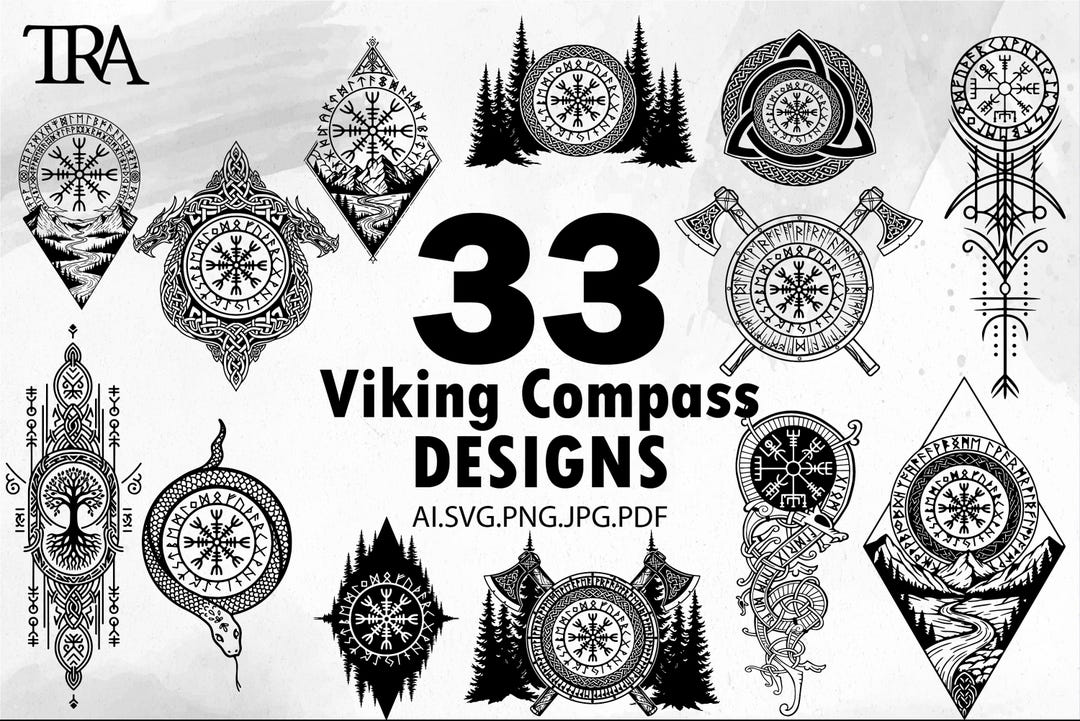Vegvisir Viking Compass SVG Bundle: Nordic Knotwork Designs (digital ...