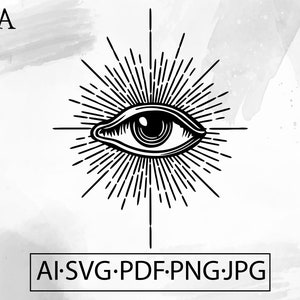 All Seeing Eye Sunburst SVG Third Eye Celestial Spiritual Illuminati ...