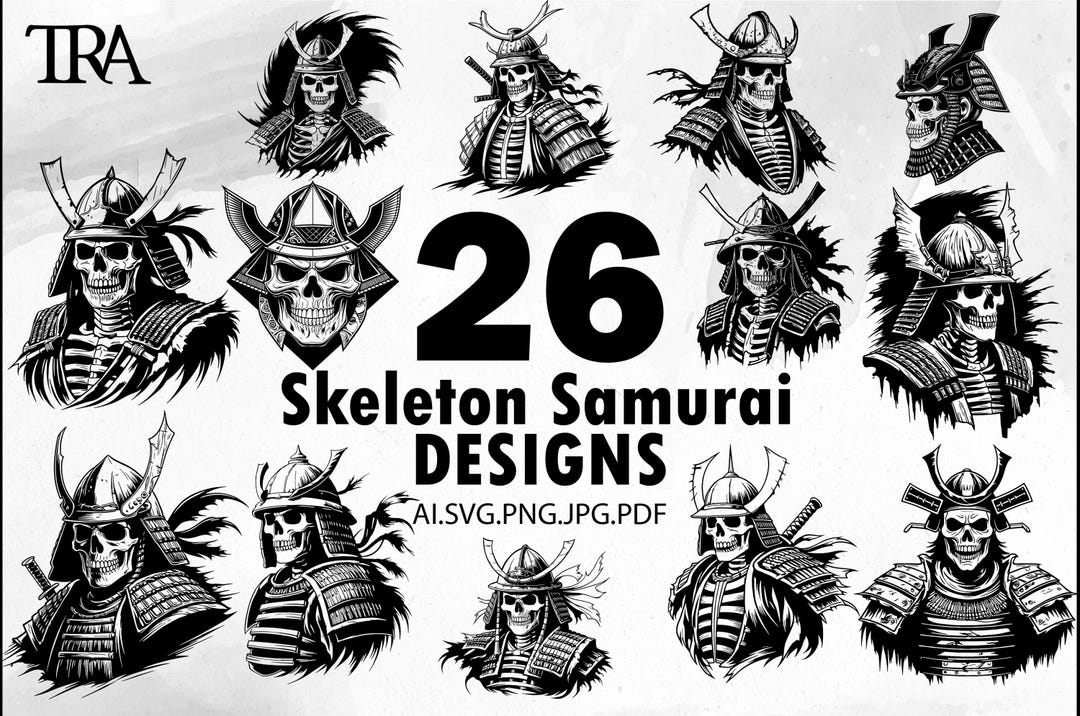 Samurai Skeleton Warrior Bundle: Japanese Oni Mask SVG (digital ...
