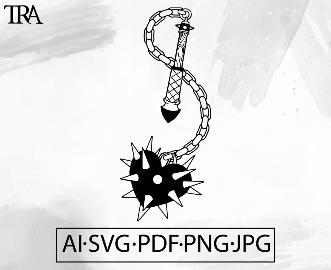 Heart Shape Mace SVG Flail Flash Tattoo Medieval Weapon Mystical Goth ...