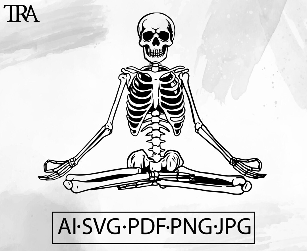 Skeleton Yoga SVG Meditating Skull Flash Tattoo Goth Mystical Horror ...