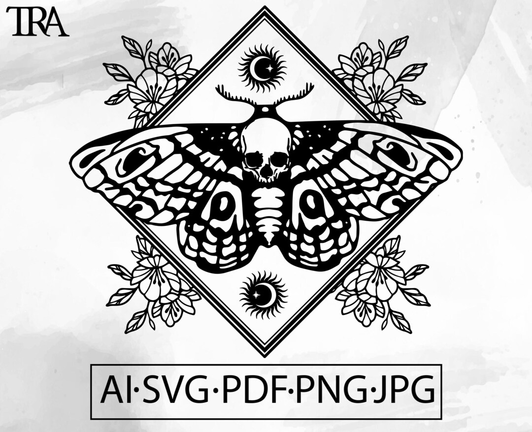 Death Moth Geometric Floral SVG Witch Mystical Celestial Witchy ...