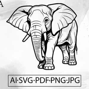 Elephant SVG Elephant Head Jungle Safari Animal - Instant Digital ...