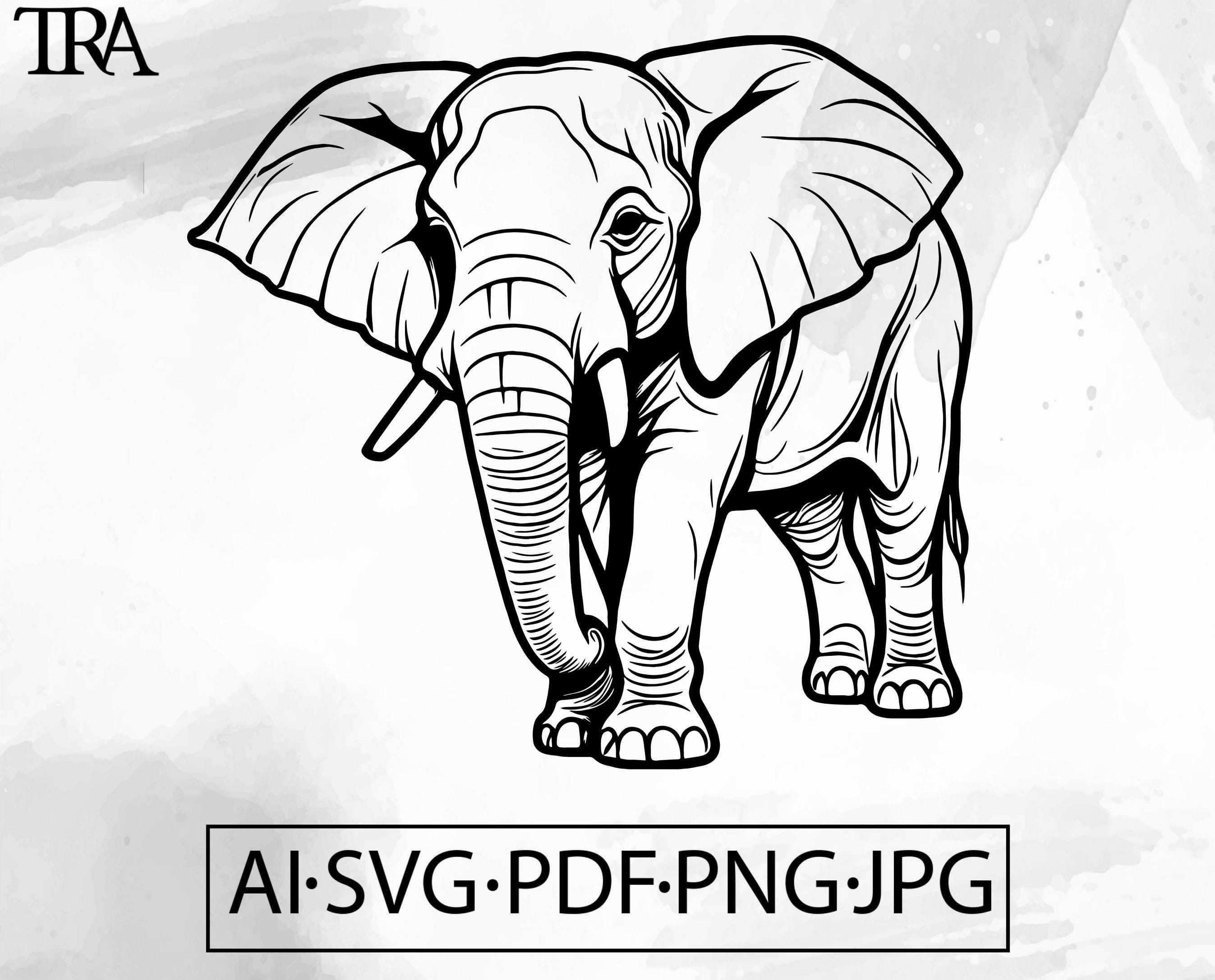 Elephant SVG Elephant Head Jungle Safari Animal Instant Digital ...