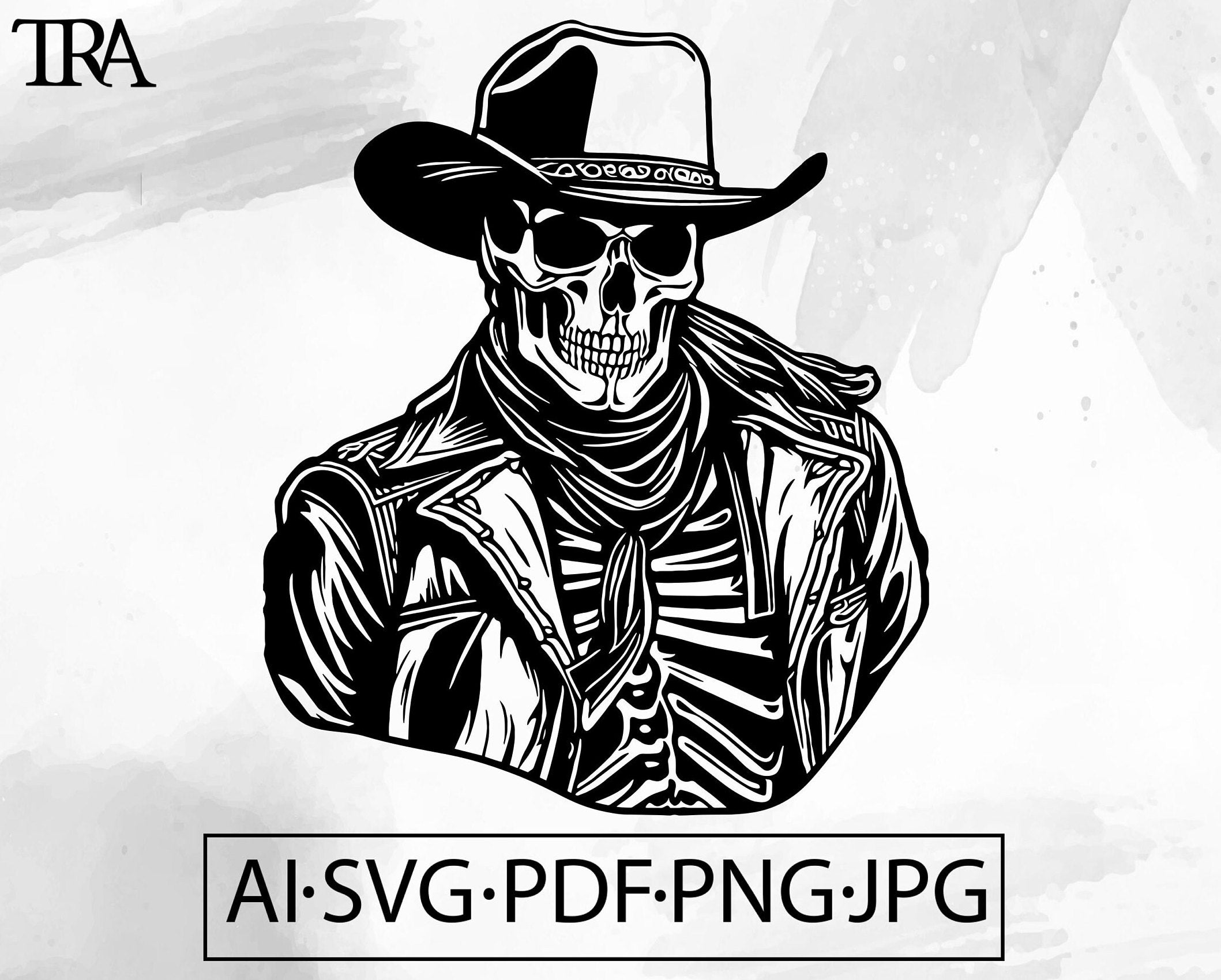 Skeleton Cowboy SVG: Western Skull Graphic (digital Download) - Etsy
