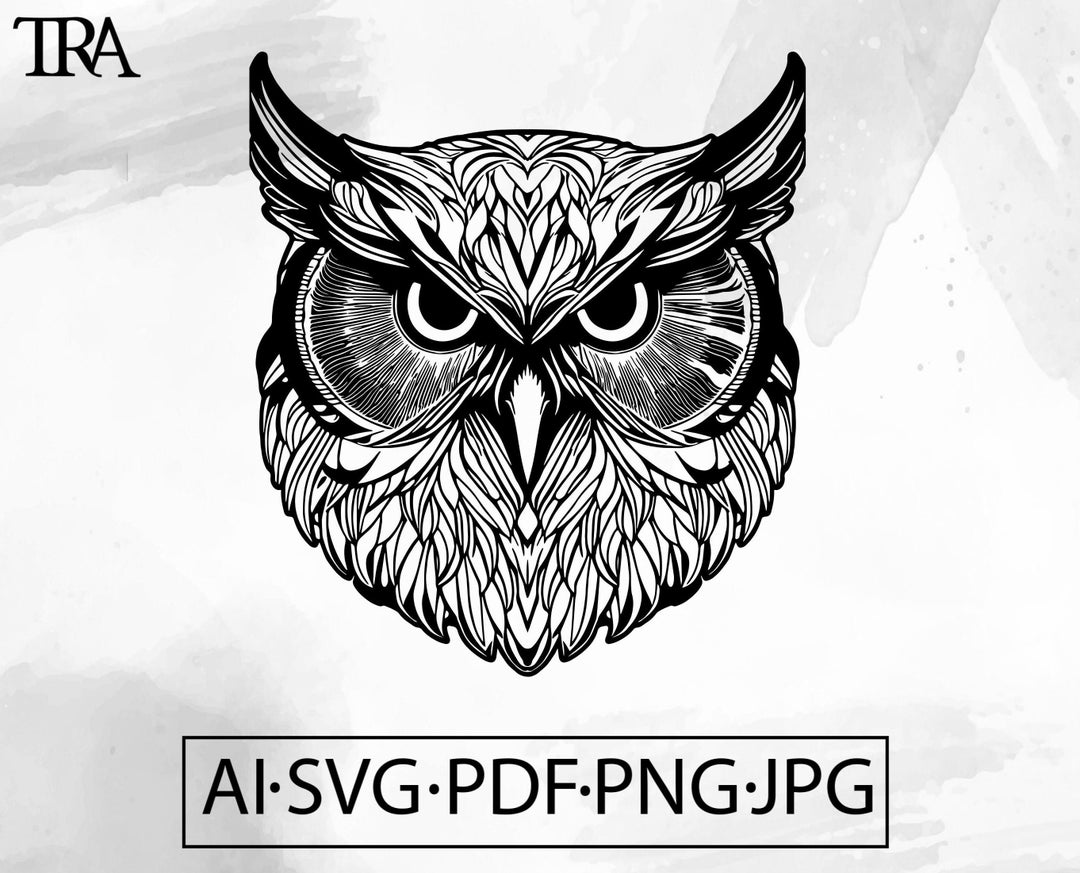 Búho cara SVG Búho Vector Clipart Silueta Búho Animal Pájaro tatuaje ...