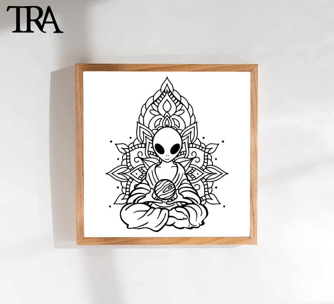 Alien Space Yoga Mandala SVG Mystical UFO Spaceship Outerspace - Etsy