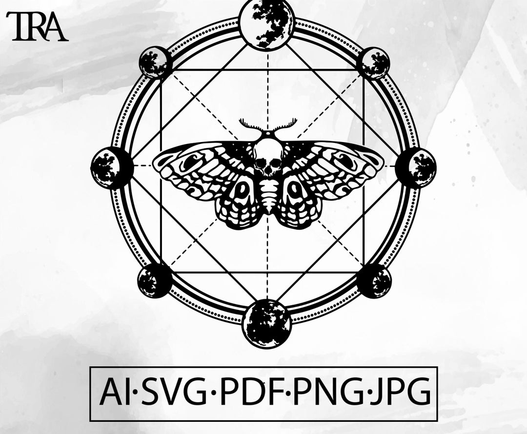 Celestial Skull Moth Moon Phase SVG Witch Mystical Witchy Witchcraft ...