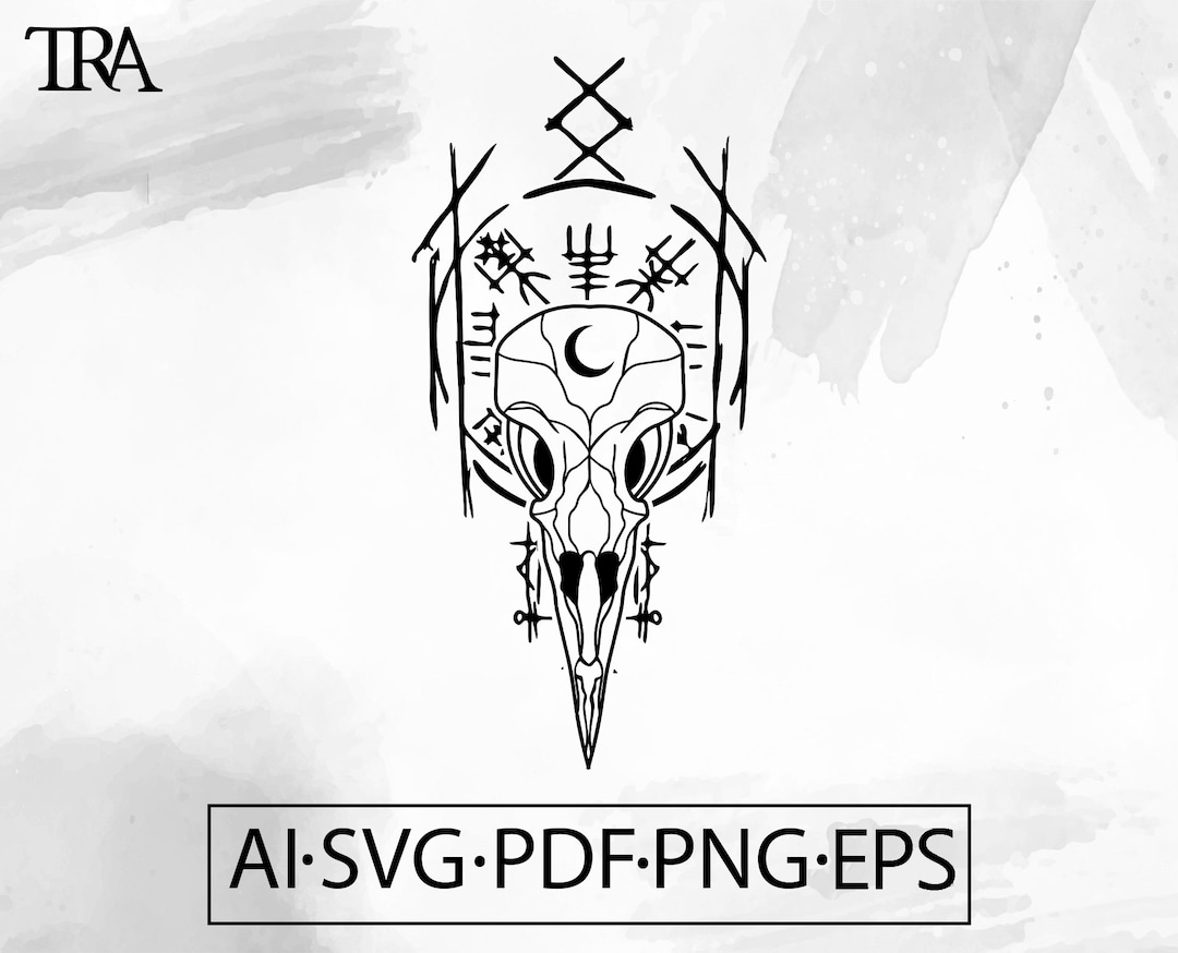 Raven Skull Vegvisir SVG Viking Crow Nordic Norse Mythology Valknut ...