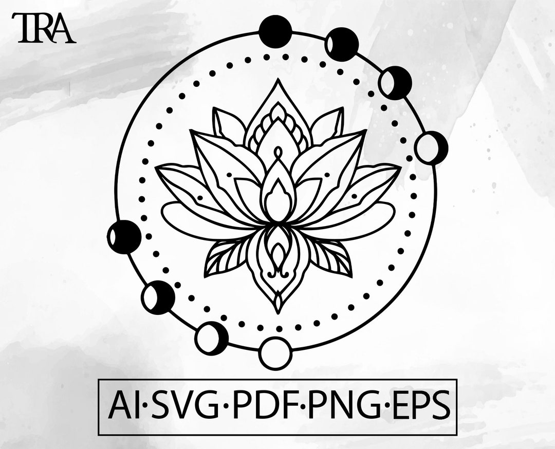 Moon Phase Lotus SVG Celestial Magical Mystical Witchy Magic Floral ...