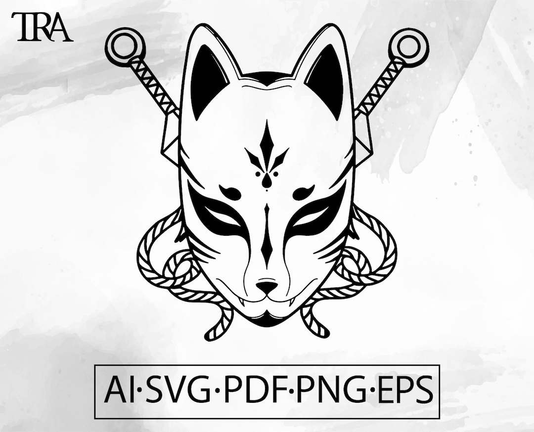 Kitsune Mask & Kunai Weapon SVG Hannya Demon Japanese Warrior Oni Asian ...