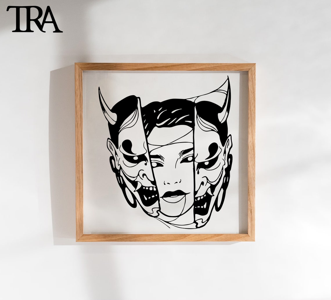 Demon Oni Mask SVG Japanese Samurai Warrior Hannya Mask Asian Art ...