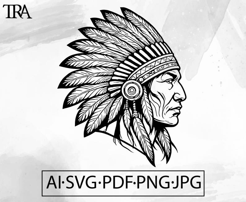 Chief Sideprofile SVG Native American Warrior Indian Chief Headdress ...
