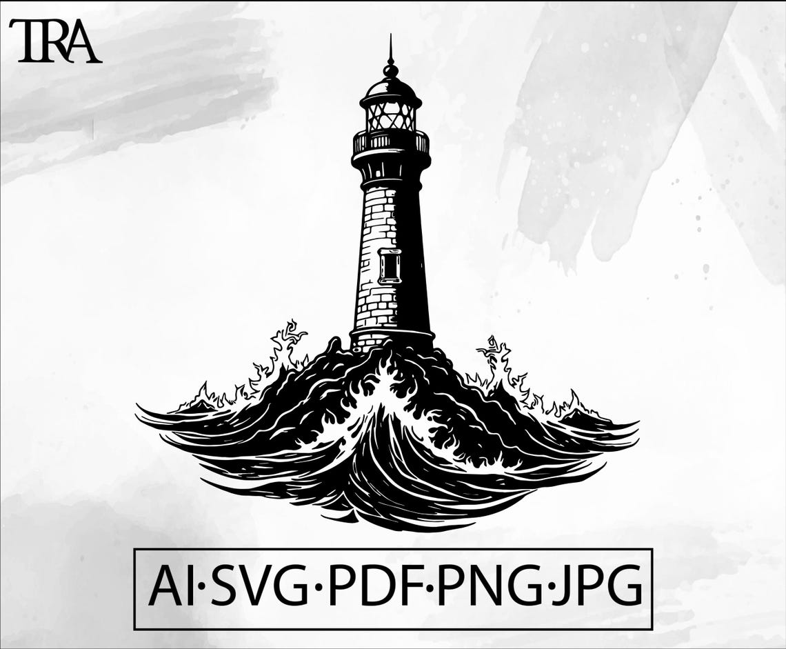 Lighthouse Ocean Scene SVG Sea Life Nautical Seaside Beacon Fisherman ...