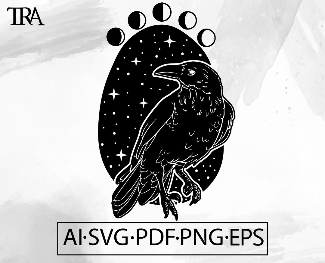 Raven Moon Phase SVG Crow Witchy Celestial Witch Mystical Magic ...