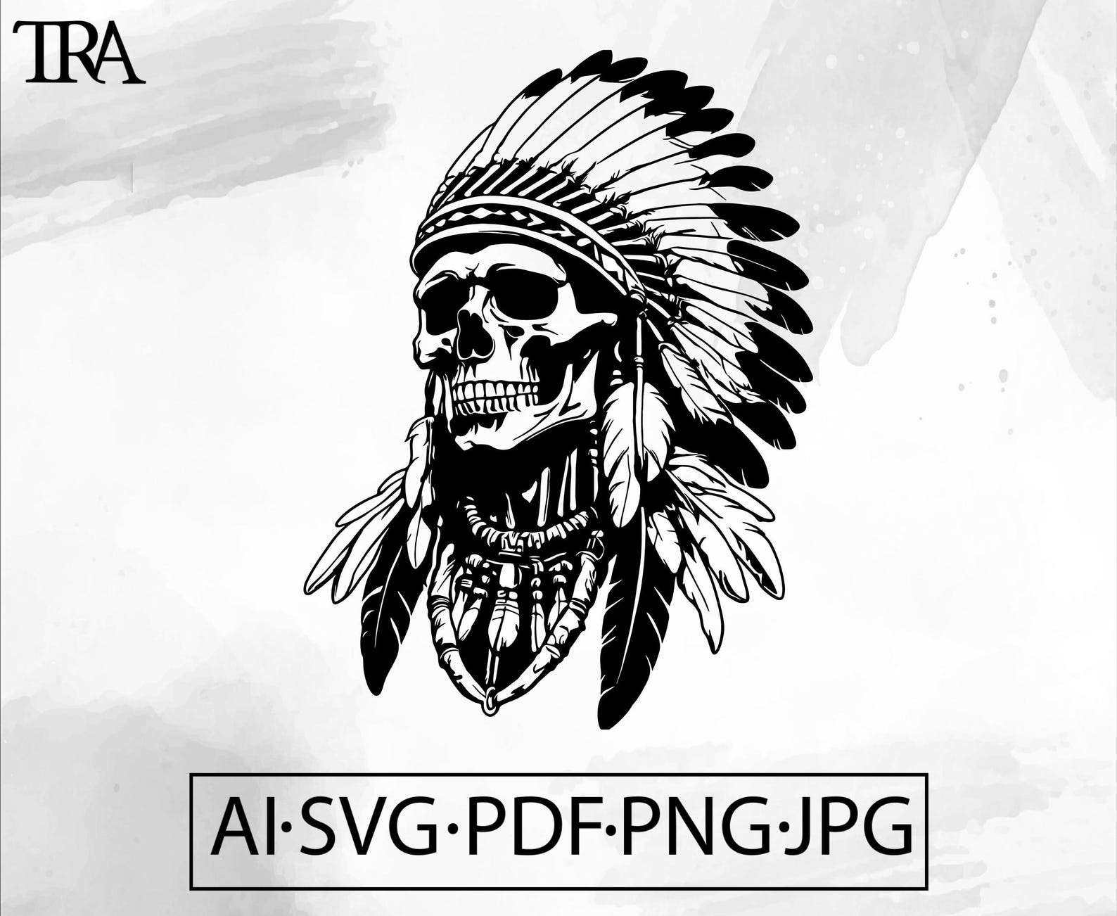 Chief Skull SVG Native American Skeleton Head Warrior Indian Chief Boho ...