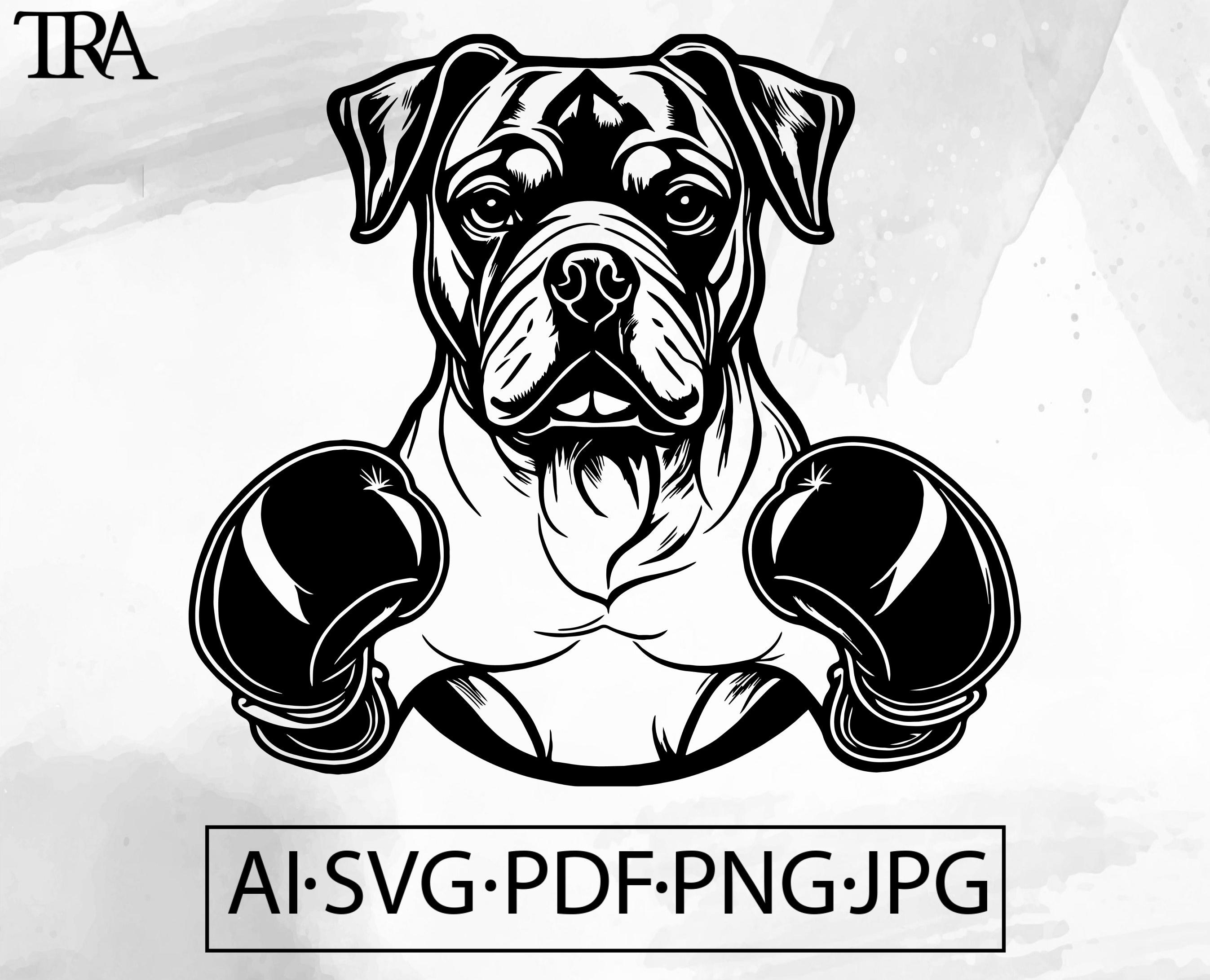 Boxer Dog SVG Dog Animal Silhouette Paw Pet Fighting Sport - Instant ...