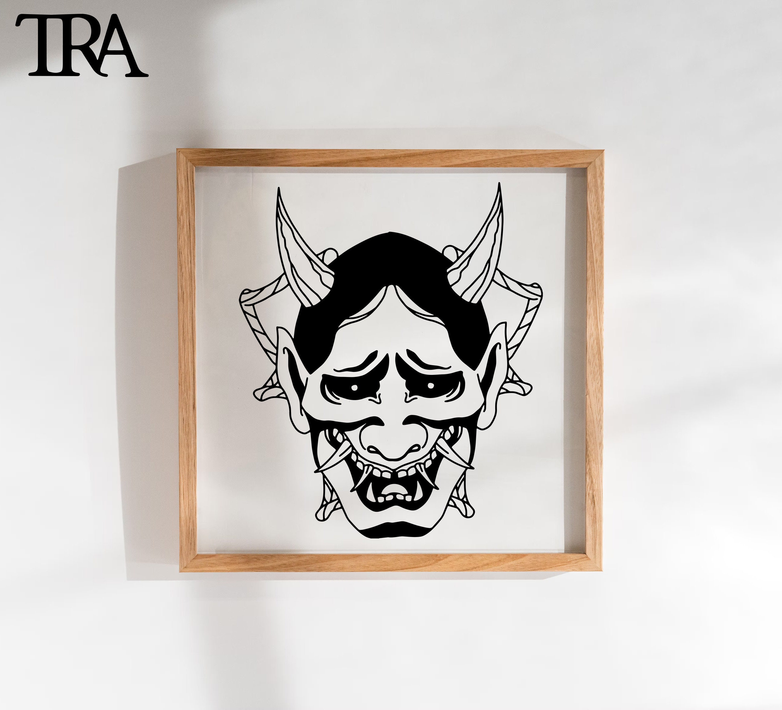 Japanese Demon Mask SVG Samurai Hannya Warrior Oni Mask Asian Art ...