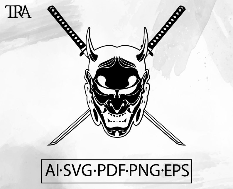 Hannya Samurai Swords SVG Demon Japanese Warrior Oni Mask Asian Art ...