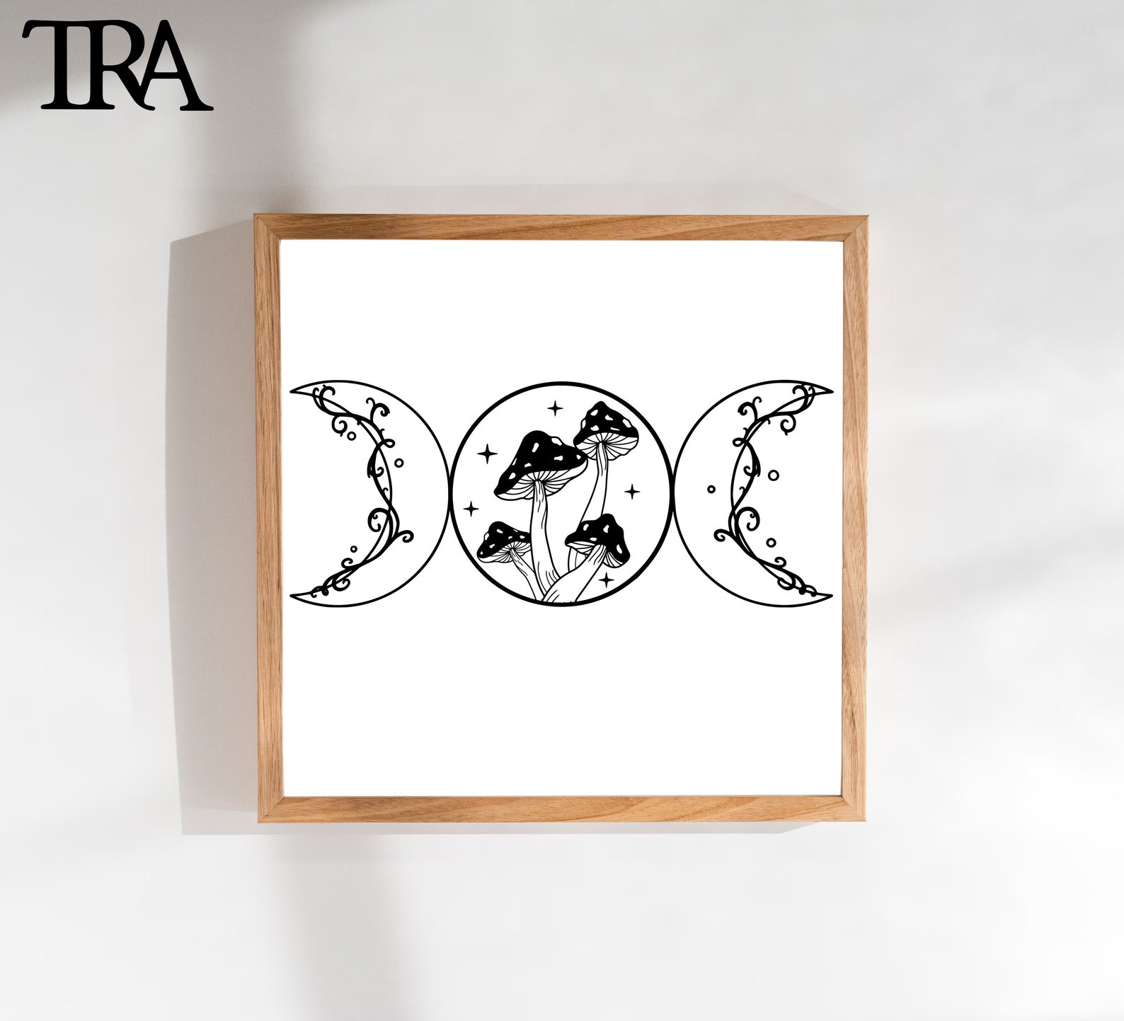 Mushroom Triple Goddess SVG: Celestial Witchcraft Moon Design (digital ...