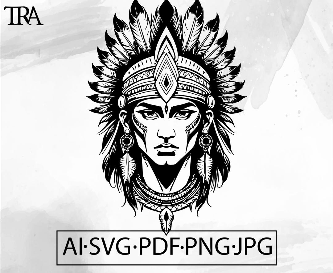 American Indian Warrior SVG American Indian Chief Native Boho Headdress ...