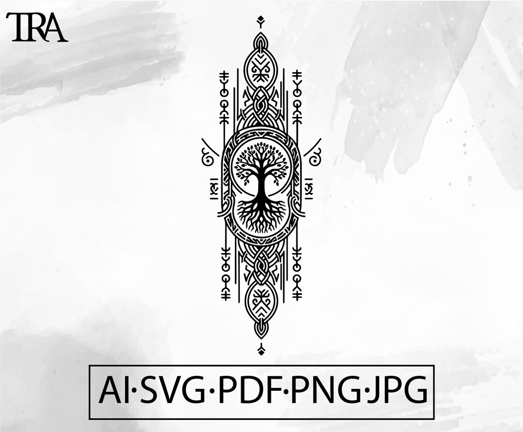 Viking Tree of Life Rune SVG Yggdrasil Symbol Vegvisir Nordic Knotwork ...