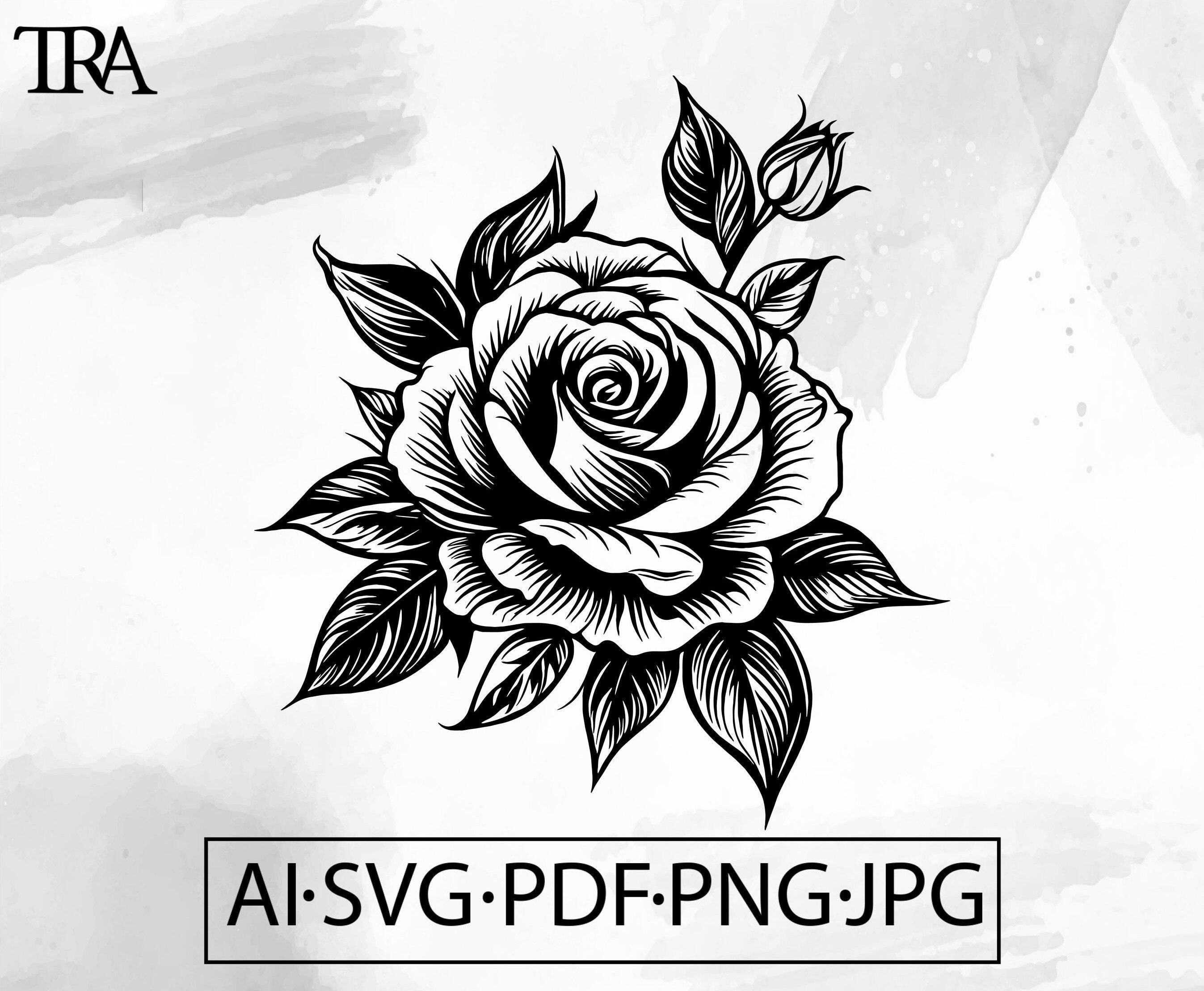 Rose Flower SVG Botanical Roses Bouquet Wildflowers Boho Flowers Rose ...