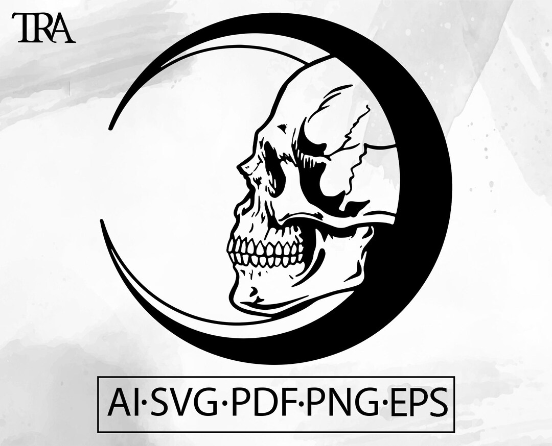Skull Moon SVG Goth Gothic Flash Tattoo Ink Celestial Witchy Mystical ...