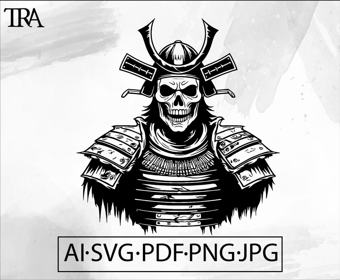 Samurai Skeleton SVG Japanese Skull Tattoo Samurai Warrior Demon ...