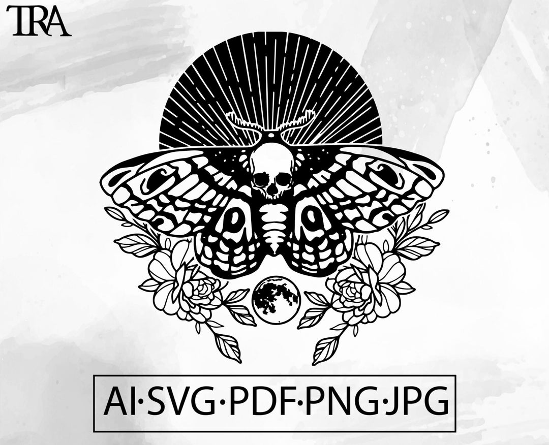 Death Moth Sunburst SVG Witch Mystical Celestial Witchy Witchcraft Goth ...