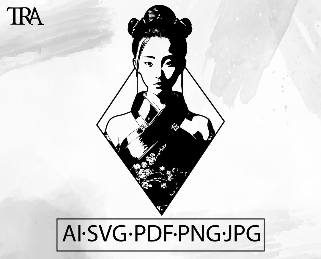 Japanese Geisha SVG Hannya Mask Japanese Oni Mask Asian Art Tattoo Ink ...