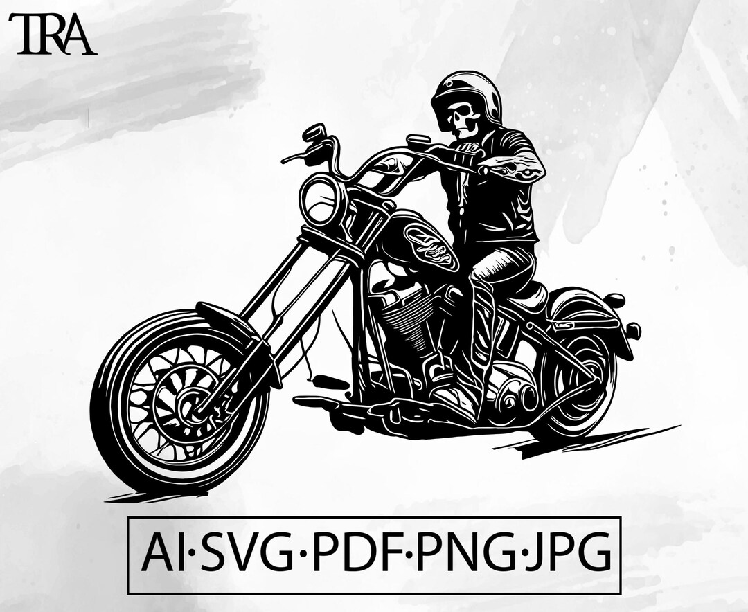 Skull Motorcycle Rider SVG Chopper Biker Skeleton Witchy Tattoo Goth ...