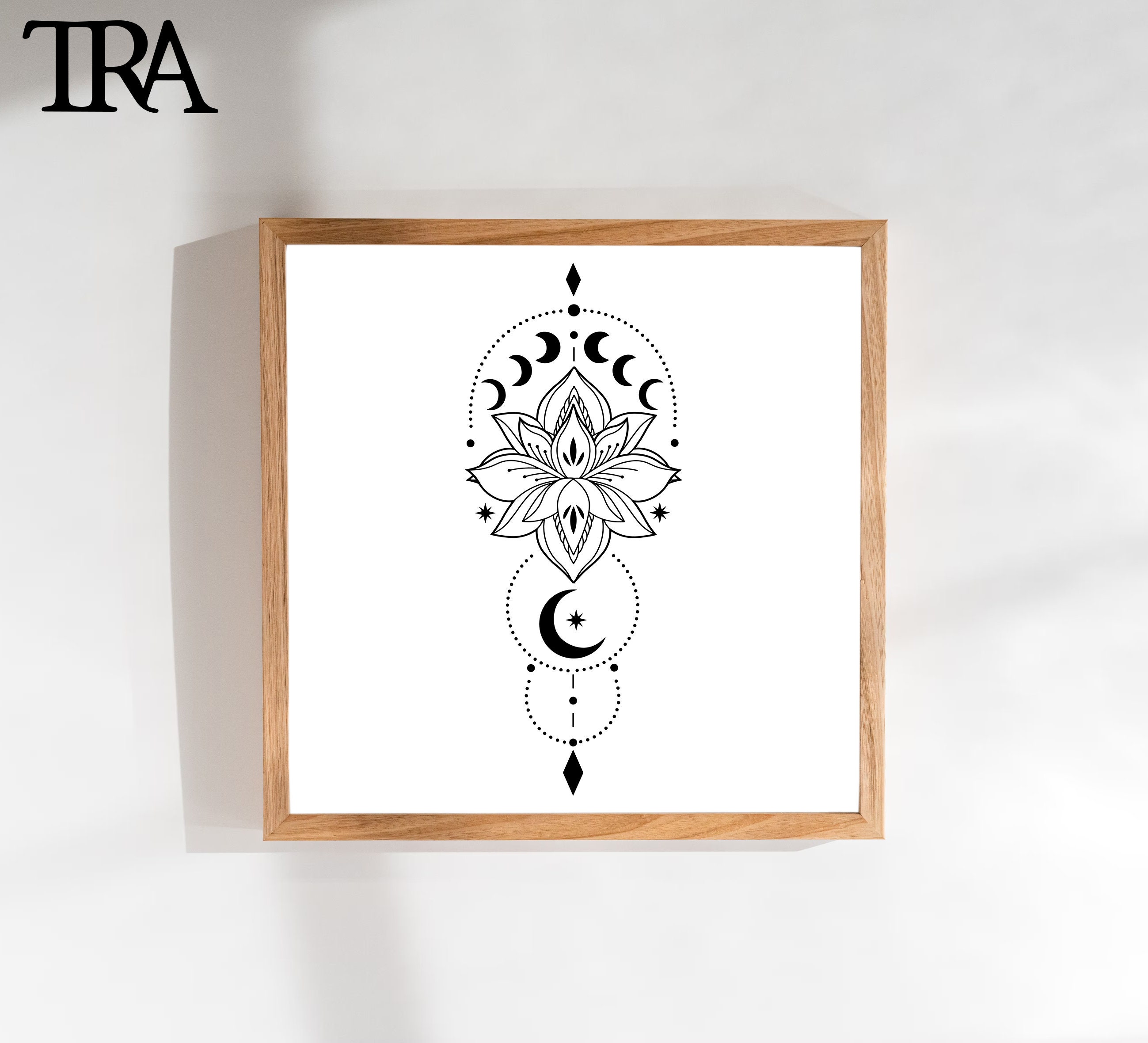 Lotus Geometric SVG Floral Yoga Botanical Moon Phase Boho Flower Tattoo ...