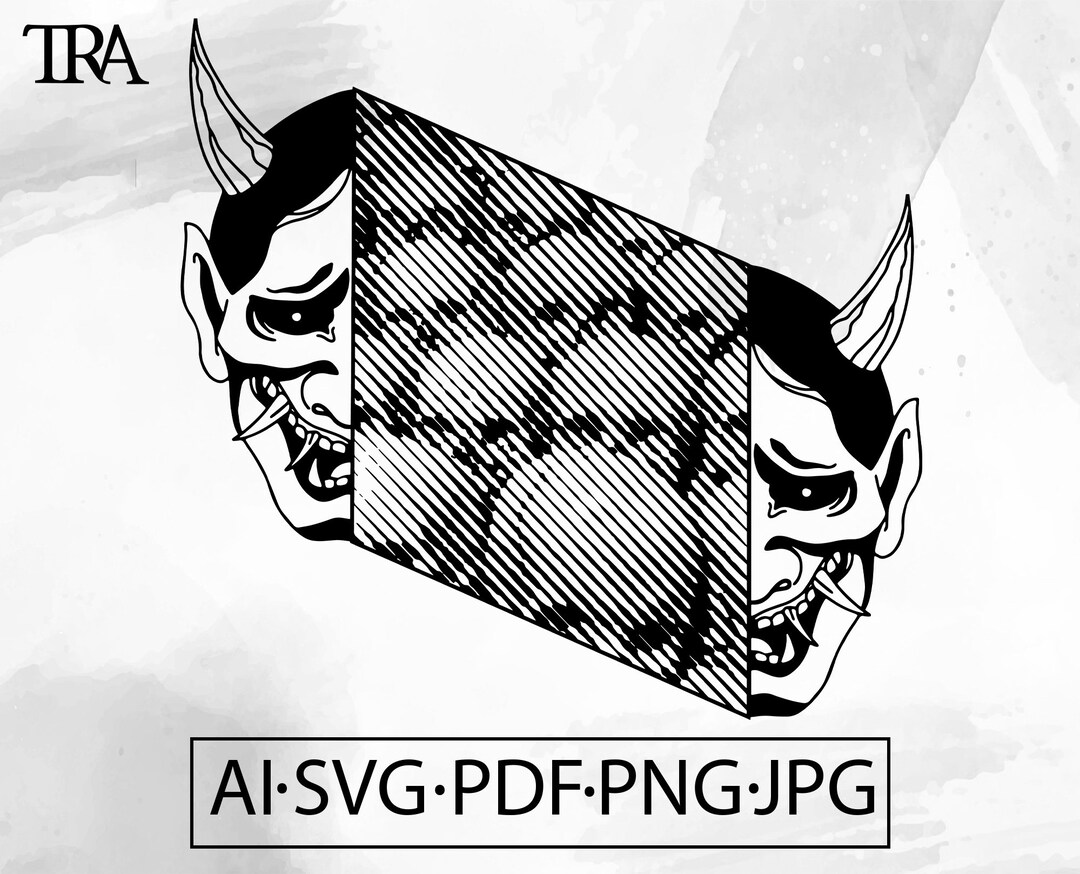 Hannya Demon Mask SVG Halftone Skull Tattoo Japanese Samurai Warrior ...