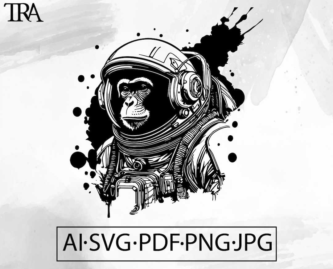 Astronaut Monkey SVG: Celestial Chimpanzee Galaxy Design (digital ...
