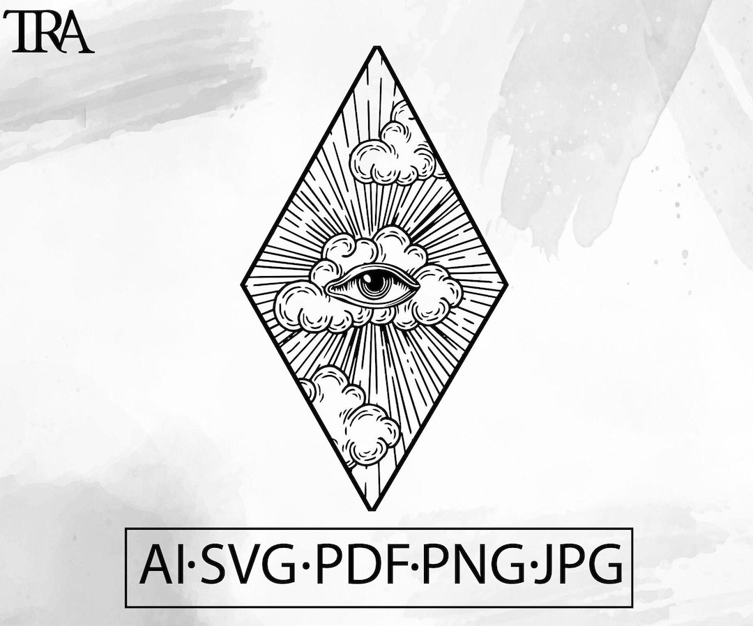 Eye Cloud Rhombus Tattoo SVG Third Eye Spiritual Illuminati Mystical ...