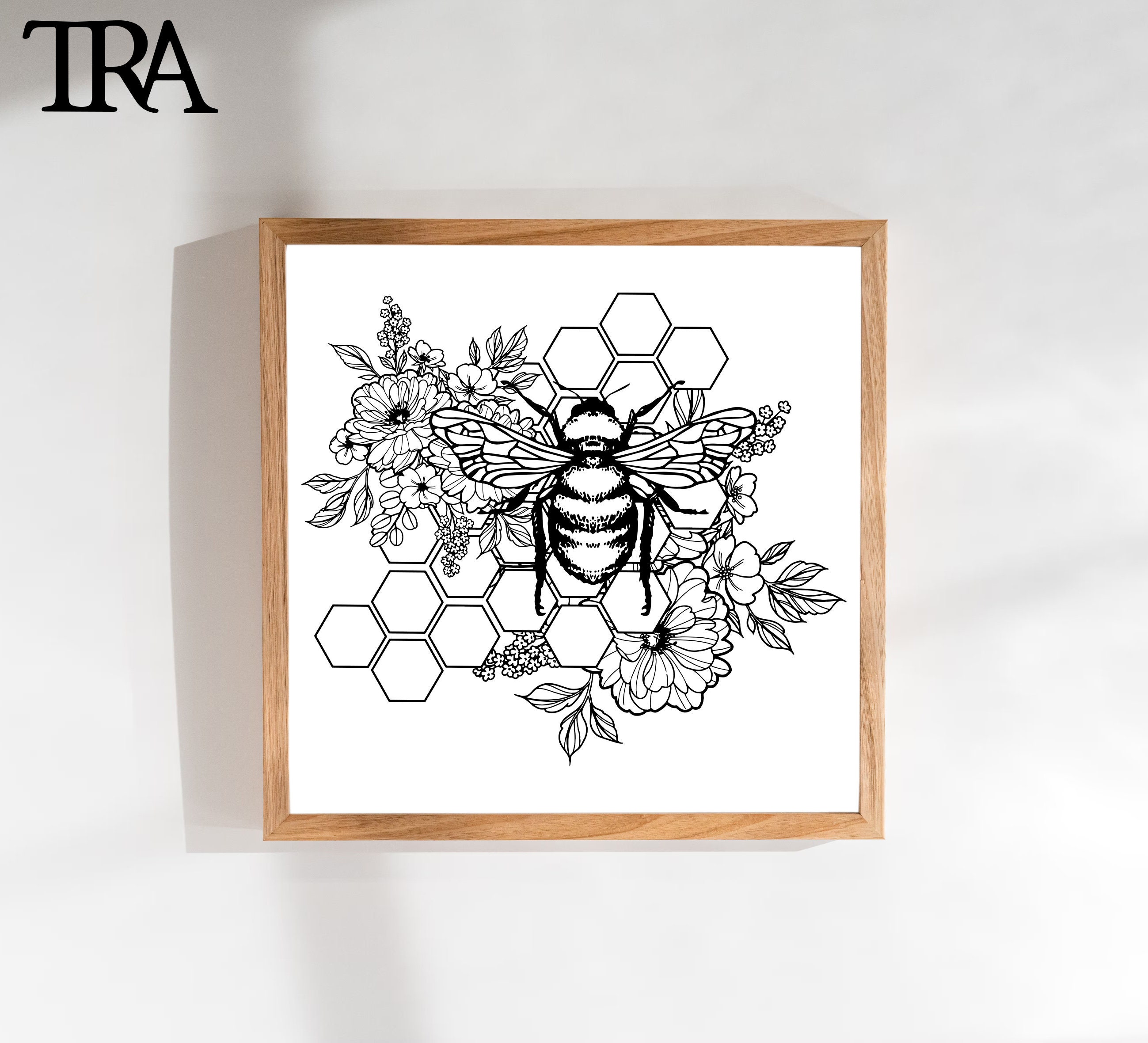 Bee Floral Honeycomb SVG: Boho Tattoo Design (digital Download) - Etsy