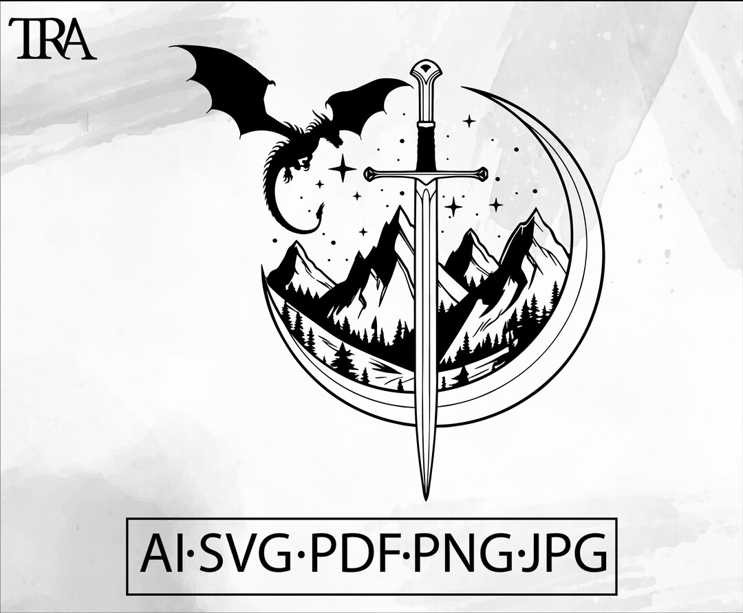 Narsil Sword & Dragon Mountain SVG: Celestial Lord of the Rings ...