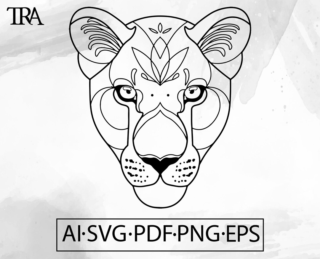 Lioness Head SVG Wild Cat Ink Animal Lion Leopard Mystical Geometric ...