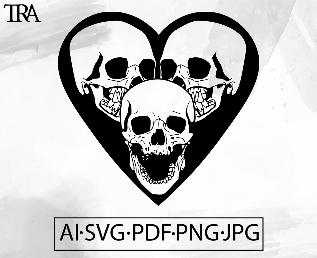 Skeletons Heart SVG Flash Tattoo Goth Mystical Horror Gothic Ink Skull ...