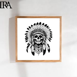 Chief Skull Head SVG Native American Skeleton Warrior Indian Chief Boho ...
