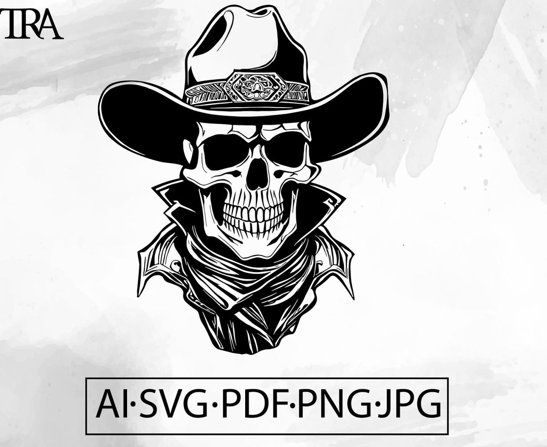 Western Cowboy Skull SVG Skeleton Cowboy Wild West Dead Phantom Undead ...