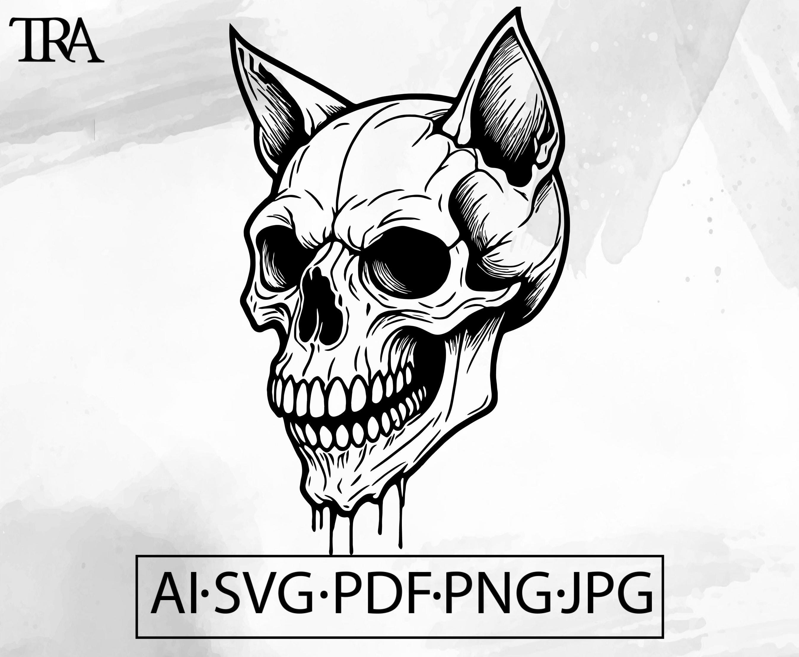 Skull SVG Flash Tattoo Goth Mystical Horror Gothic Skeleton Instant ...