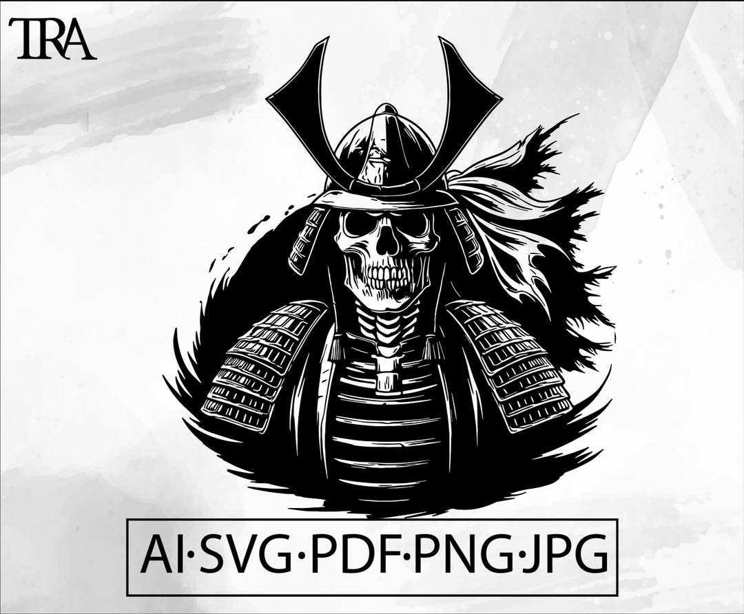 Samurai Warrior Skeleton SVG Japanese Demon Samurai Skull Oni Hannya ...