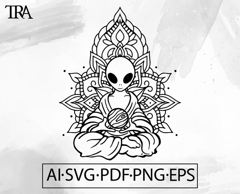 Alien Space Yoga Mandala SVG Mystical UFO Spaceship Outerspace Galaxy ...