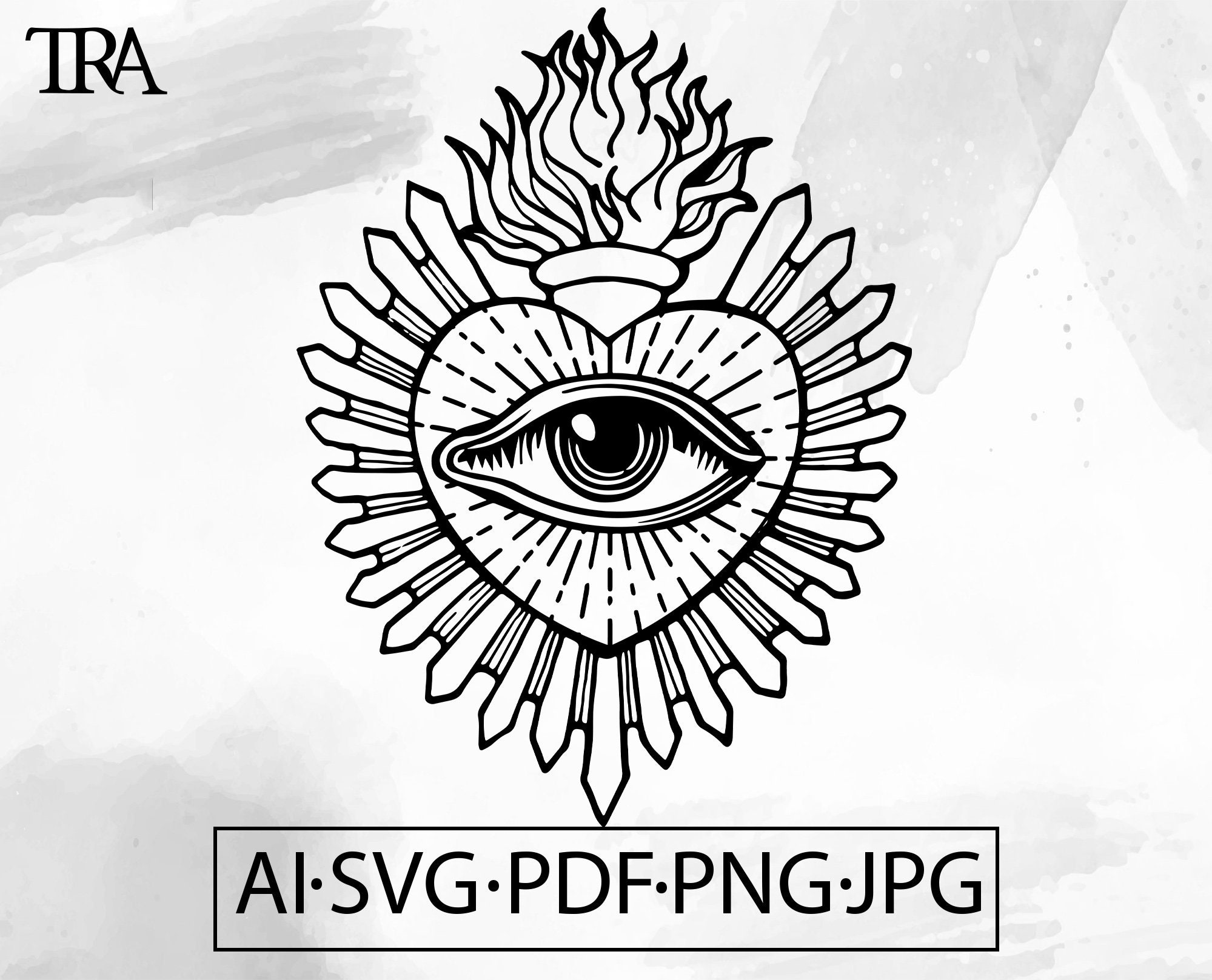 All Seeing Eye SVG Third Eye Flaming Heart Spiritual Illuminati ...