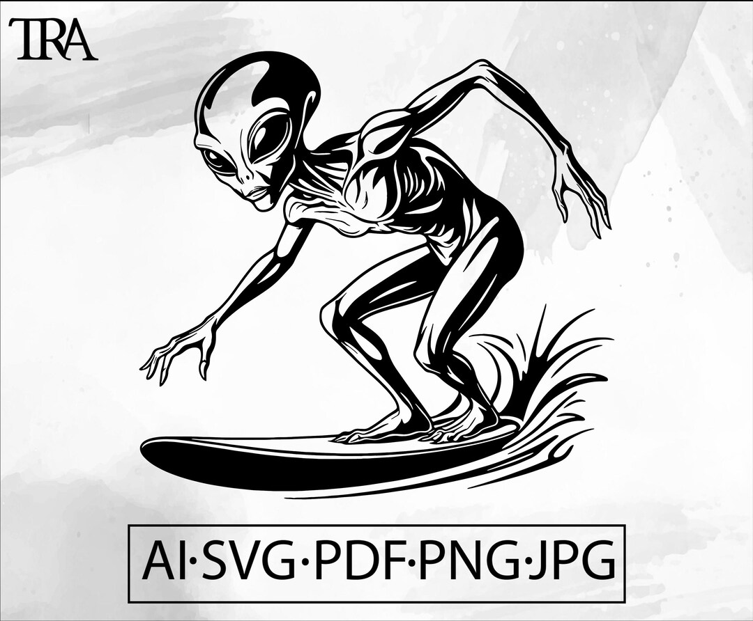 Alien Surfer SVG Space Sci-fi Cosmic UFO Spaceship Trippy Outerspace ...