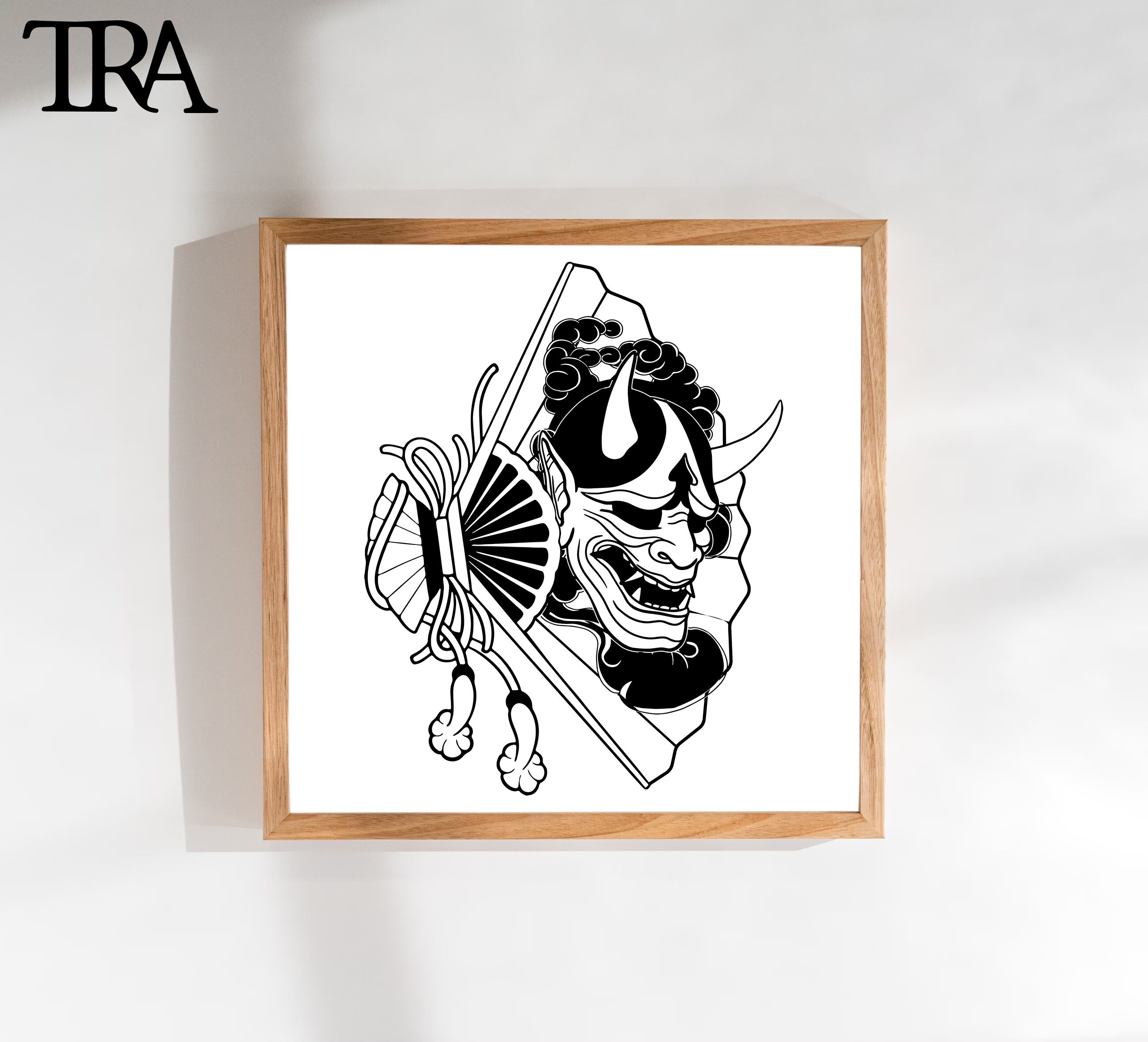 Hannya Samurai Mask y Sensu Fan SVG Demon Japanese Warrior Oni Mask ...