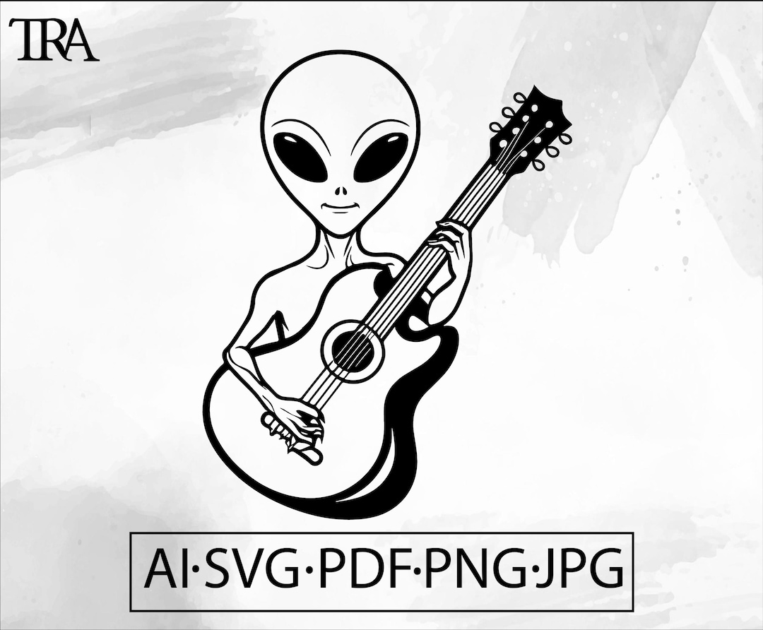 Alien Playing Guitar SVG Space Sci-fi UFO Spaceship Trippy Outerspace ...